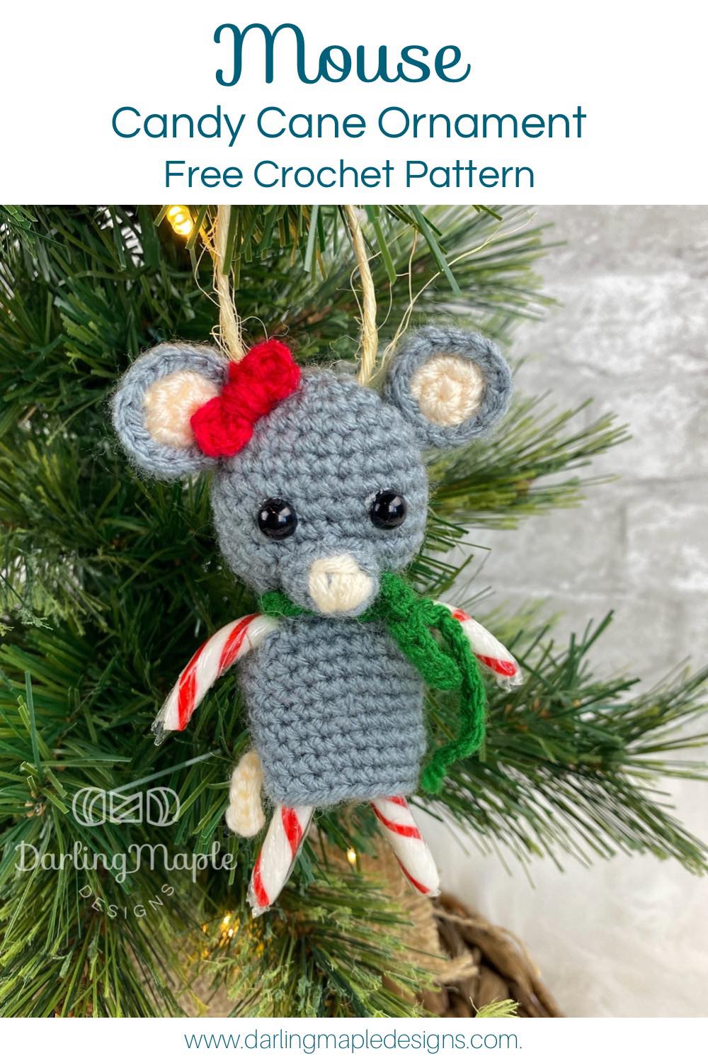 Little Candy Cane Mouse. Free Christmas Crochet Pattern - Darling Maple ...