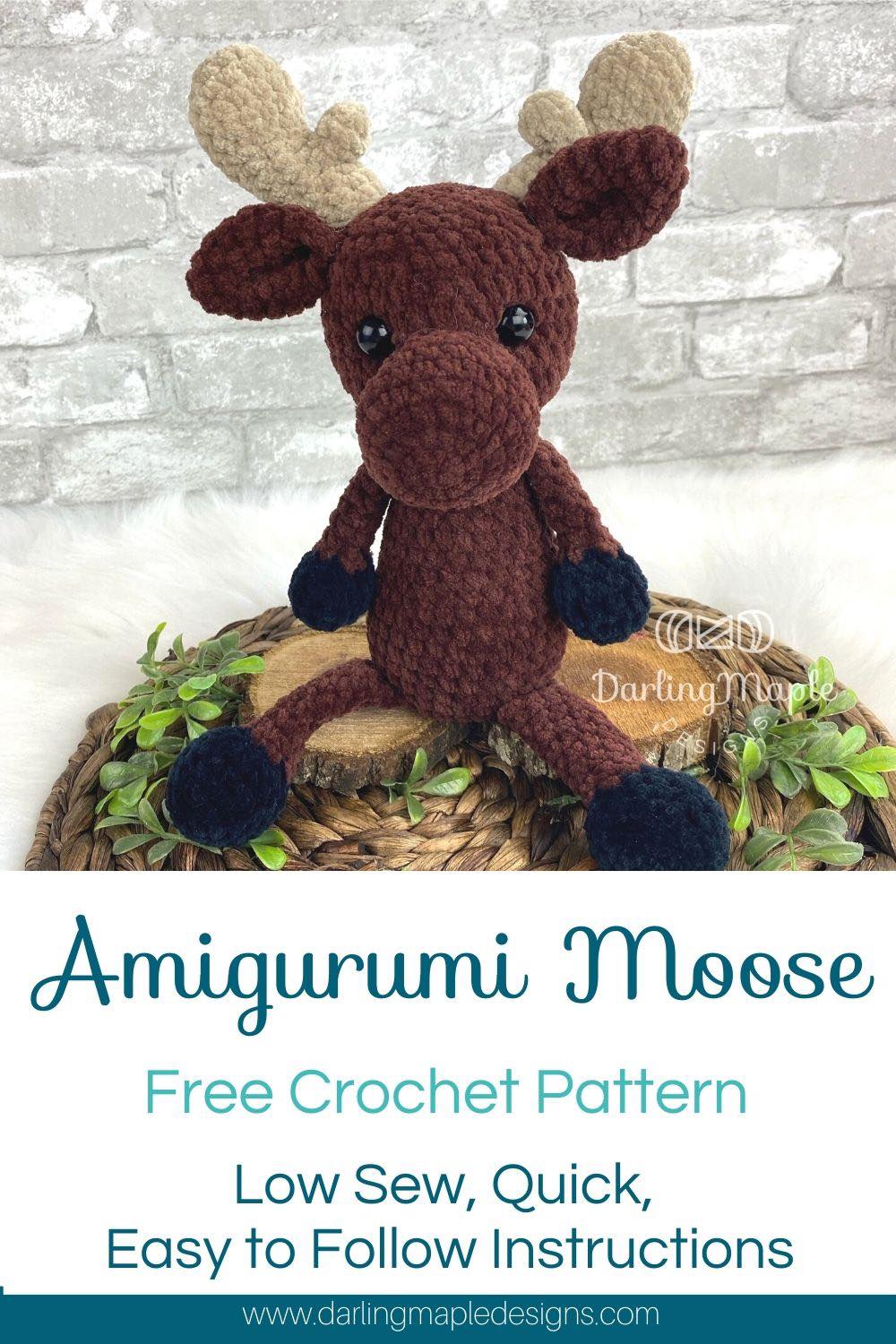 Free Moose Crochet Pattern: Easy Flip Flop Amigurumi Tutorial - Darling ...
