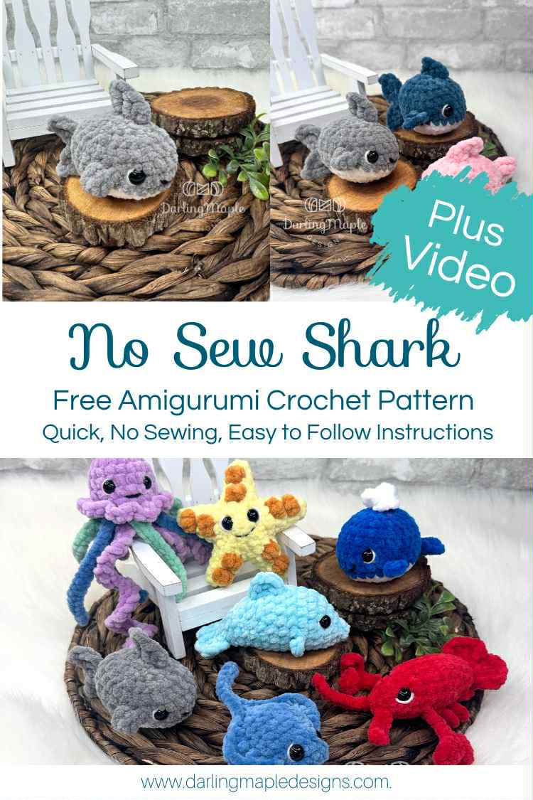 Free Crochet Shark Pattern: No-Sew Plush - Darling Maple Designs