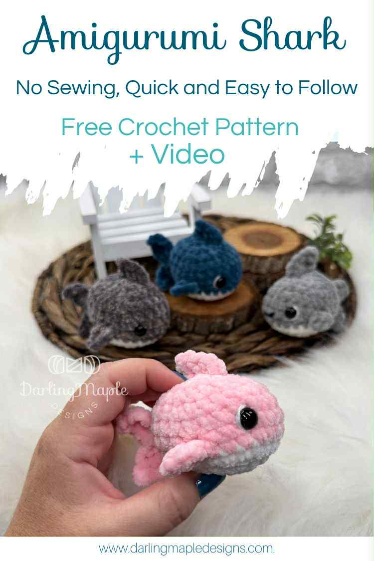 Free Crochet Shark Pattern: No-Sew Plush - Darling Maple Designs
